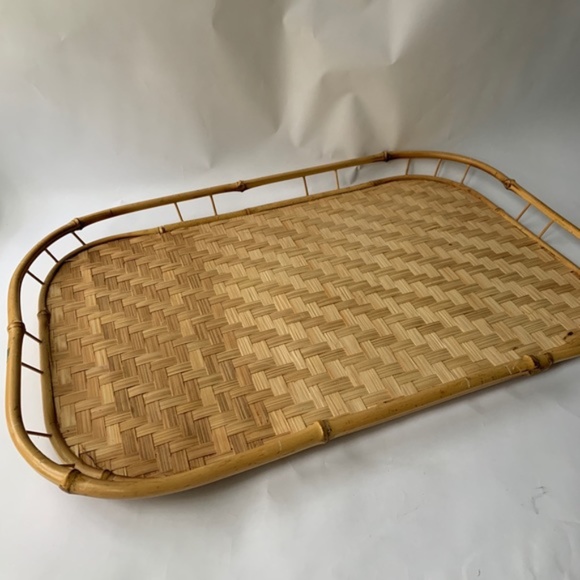 Vintage | Accents | Vintage Bamboo Rail Wood Serving Tray | Poshmark